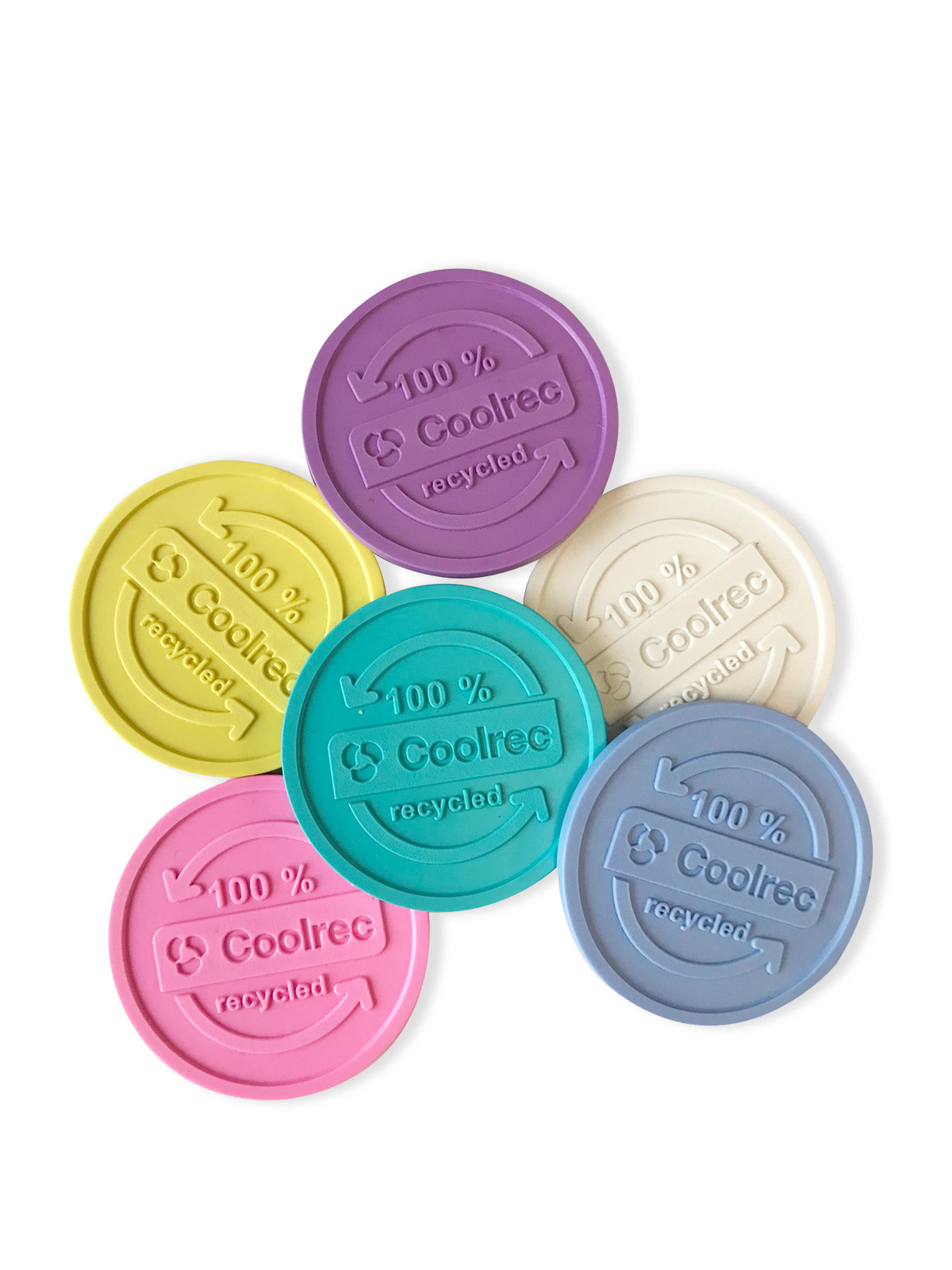 Recycle munt: gemaakt van kunststof uit oude koelkasten